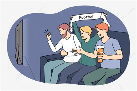 기뻐하는 사람들은 Tv에서 축구를 보면서 맥주를 마시는 코치에 앉아 텔레비전 가장 좋아하는 축구 Png 일러스트 및 벡터 에 대한 무료 다운로드 Pngtree