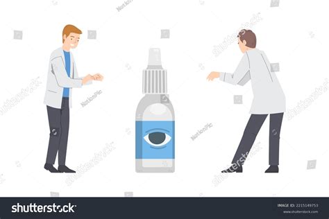 Doctors Ophthalmologists Bottle Eye Drops Optometry Stock Vector
