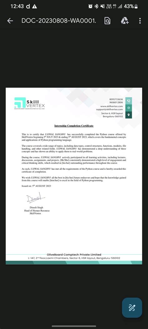 ujjwal sanghvi on linkedin i have completed my intern in python under