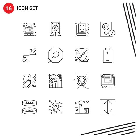 16 User Interface Outline Pack Of Modern Signs And Symbols Of Hardware Devices Storage Computers