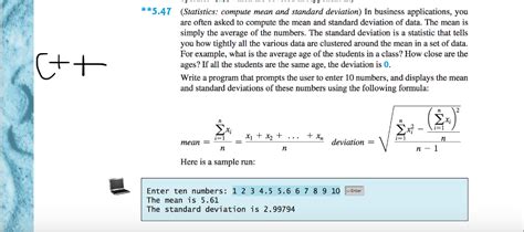 Solved 547 Statistics Compute Mean And Standard