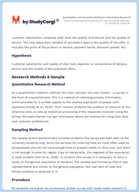 Quantitative And Sampling Methods In Marketing Research Free Essay Example