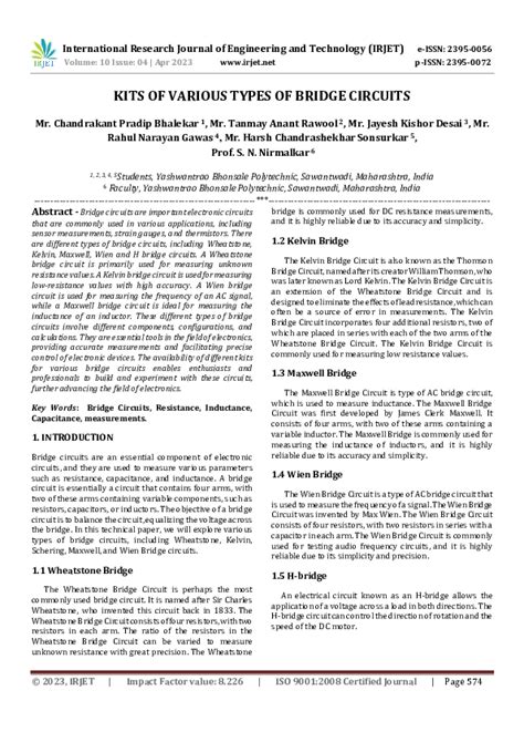 Pdf Kits Of Various Types Of Bridge Circuits