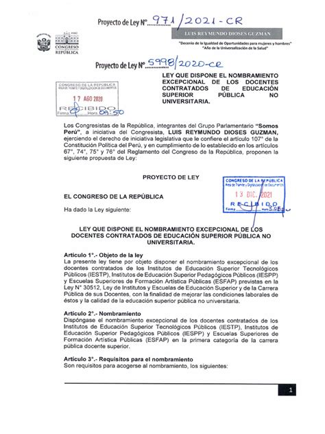 Proyecto De Ley Pdf Educación Más Alta Presupuesto