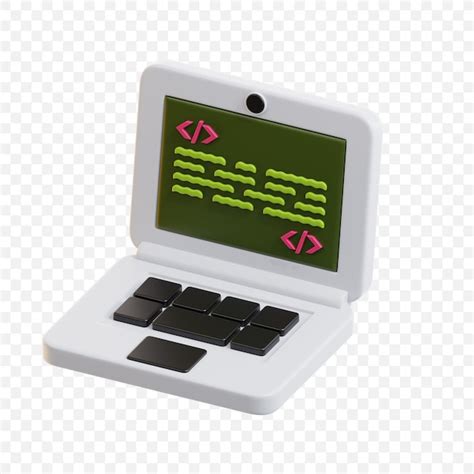 Premium Psd 3d Laptop Icon With Code For Programming Software