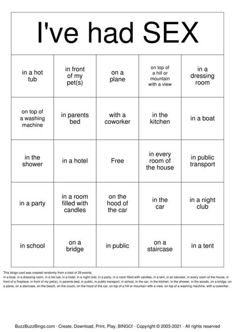 SEXY BINGO Bingo Cards To Download Print And Customize