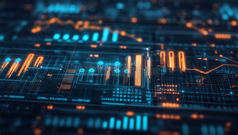 Futuristic Digital Interface Showcasing Data Visualizations And Graphs With Glowing Accents