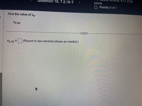 Solved Find The Value Of Zα Z035 Z035 Round To Two