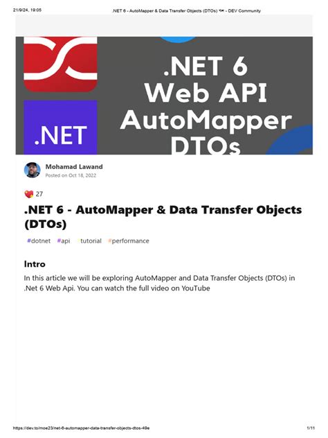 Net 6 Automapper And Data Transfer Objects Dtos Dev Community Pdf Databases