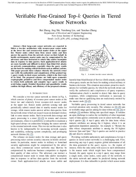 Pdf Verifiable Fine Grained Top K Queries In Tiered Sensor Networks