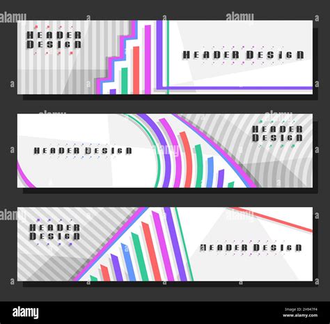 Vector Headers Set 3 Colorful Layouts With Decorative Design Curves