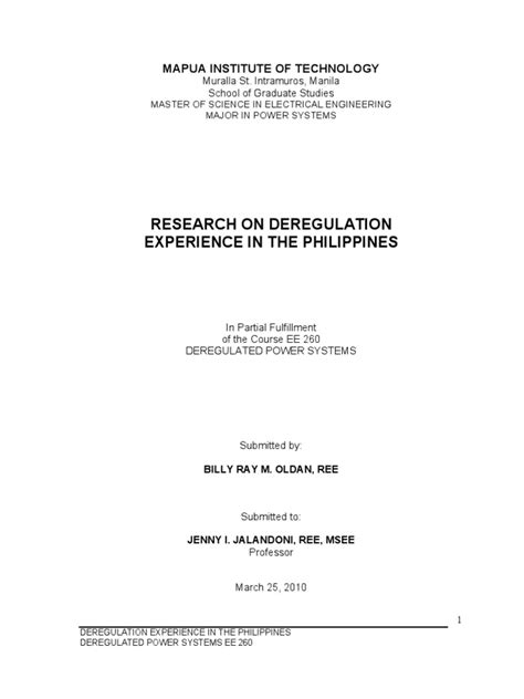 deregulated power systems in the philippines pdf electricity