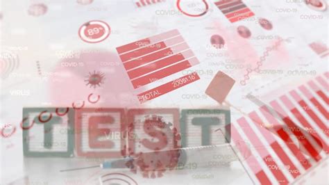 Animation Of Infographic Interface And Infected Cells Over Test Text In