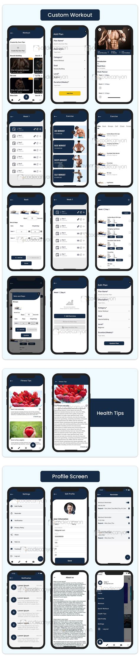Flutter GYM Fitness Workout Android App Template Ios Code Market