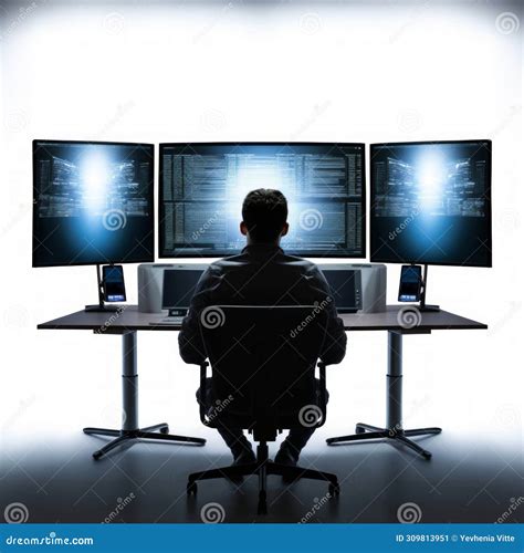 Cybersecurity Professional Monitoring Data Generative Ai Stock Illustration Illustration Of