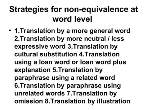 Problems With Non Equivalence At Word Level Ppt