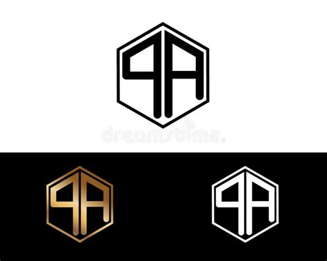 QA Letters Linked With Hexagon Shape Logo Stock Vector Illustration Of Card Font