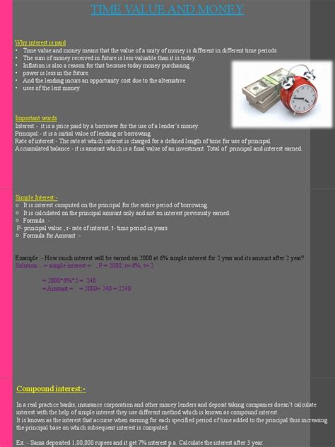 Time Value And Money Pdf Interest Present Value