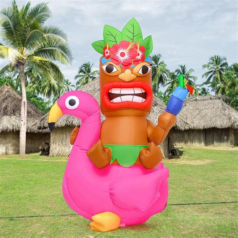 5 Ft Inflatable Tiki Flamingo Surfboard Luau Hawaiian Party Decorations