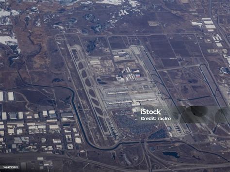 Aerial View Of Salt Lake City International Airport In Winter Showing