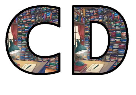 Library Bookshelf Full Lettering Set Instant Display Bulletin Board Font Title