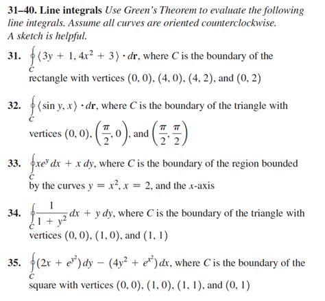 solved 31 40 line integrals use green s theorem to evaluate