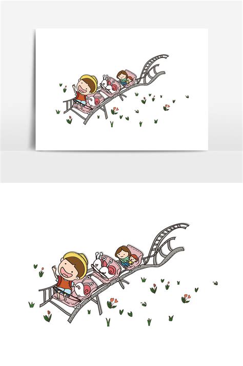 어린이 놀이터 행복 롤러 코스터 만화 손으로 그린 그림 요소 일러스트 Ai 무료 다운로드 Pikbest