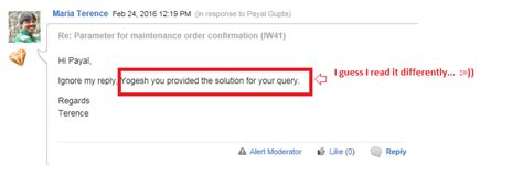 Solved Parameter For Maintenance Order Confirmation Iw41 Sap