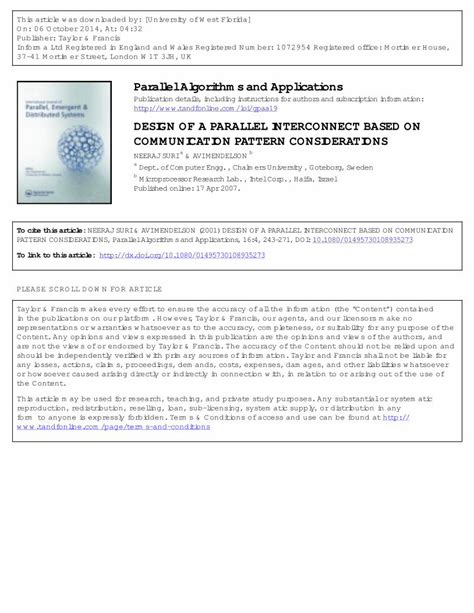 pdf design of a parallel interconnect based on communication pattern