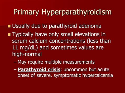 Ppt Hypercalcemia Secondary To Primary Hyperparathyroidism Powerpoint Presentation Id 677596