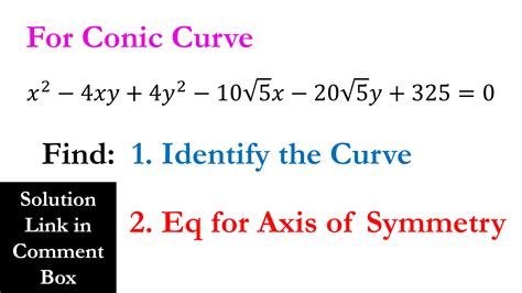 Conic Curve Problem Solution Link In Comment Box R Maths
