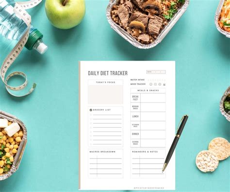 Daily Diet Tracker Printable Nutrition And Meal Planner Pdf Etsy Australia