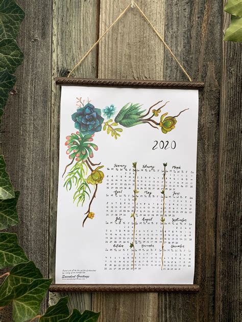 2020 Succulent Calendar Digital Download Only Etsy