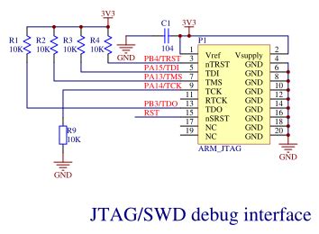 STM32F407 Dev Board JTAG SWD Debug Interface Resources EasyEDA