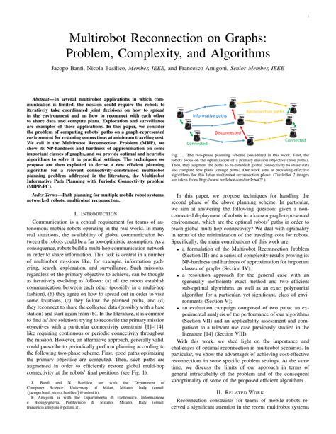 Pdf Multirobot Reconnection On Graphs Problem Complexity And Algorithms