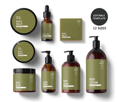 Natural Editable Cosmetic Label Template Eco Style Custom Beauty