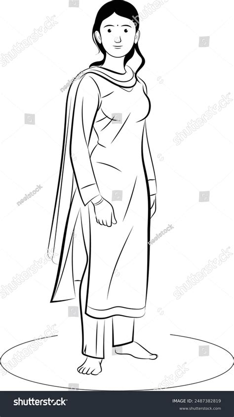 Indian Woman Wearing Salwar Kameez Hand Stock Vector Royalty Free 2487382819 Shutterstock