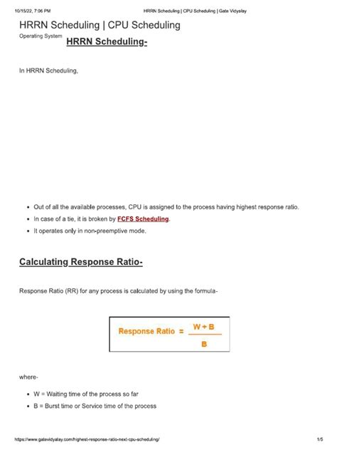 Highest Response Ratio Pdf