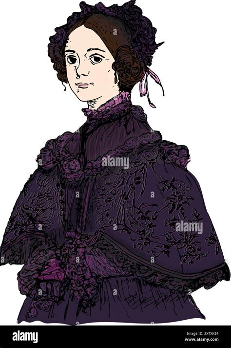 Portrait Of Ada King Countess Lovelace 1815 1852 Hand Drawing Ink Illustration Stock Vector