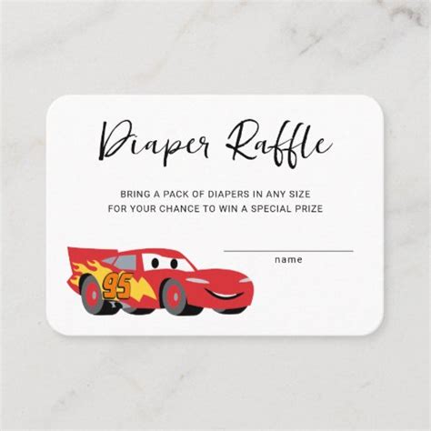 Cars Lightning Mcqueen Diaper Raffle Insert Card Zazzle
