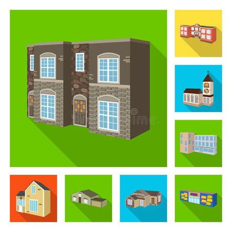 Isolated Object Of Facade And Housing Icon Set Of Facade And Infrastructure Stock Symbol For