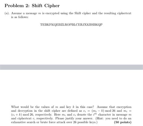 solved problem 2 shift cipher a assume a message m is