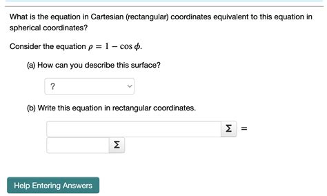 Solved What Is The Equation In Cartesian Rectangular