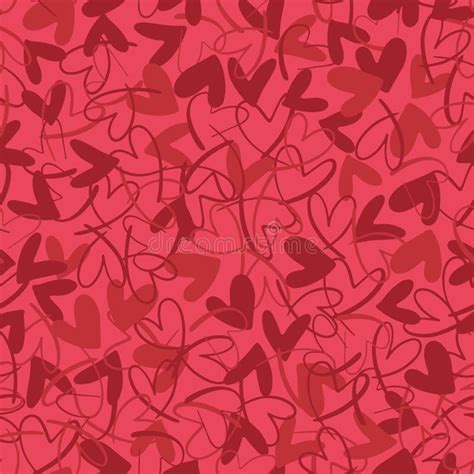 Seamless Vector Pattern With Red Hearts Vector Repeating Texture With Red Colors Outlined And