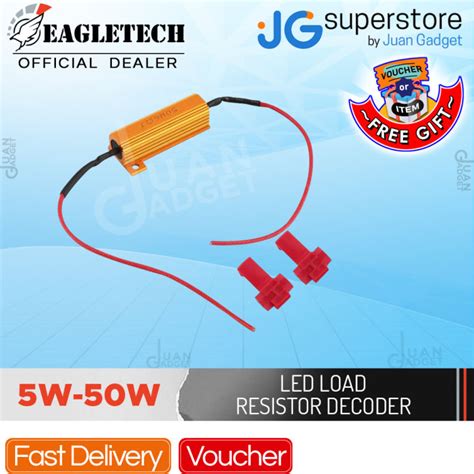 Eagletech LED Load Resistor Warning Decoder 5W 50W With Two Clips For 12V Cars JG Superstore