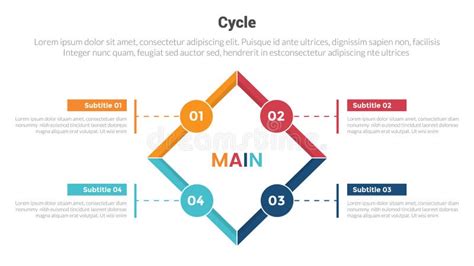 Cycle Or Cycles Stage Infographics Template Diagram With Rotated Square Shape And Circle On