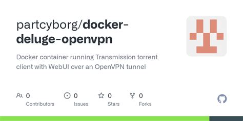 GitHub Partcyborg Docker Deluge Openvpn Docker Container Running