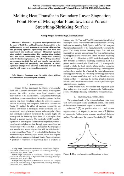 Pdf Melting Heat Transfer In Boundary Layer Stagnation Point Flow Of Micropolar Fluid Towards