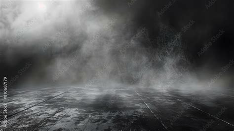 Dark Concrete Floor Texture With Misty Haze Creating Abstract Grunge
