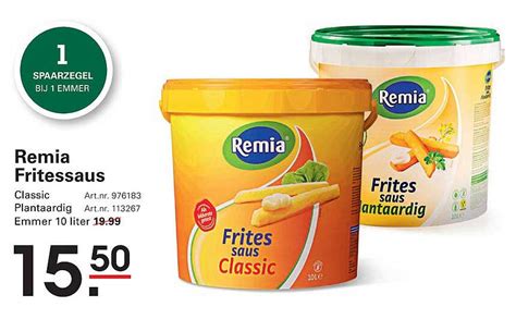 Remia Fritessaus Classic 10 Liter Aanbieding Bij Sligro Folderfeestnl